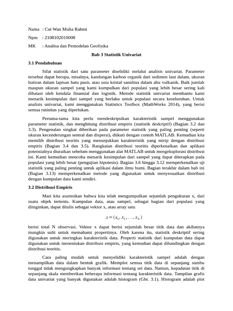 Statistik Univariat dalam Geofisika | PDF