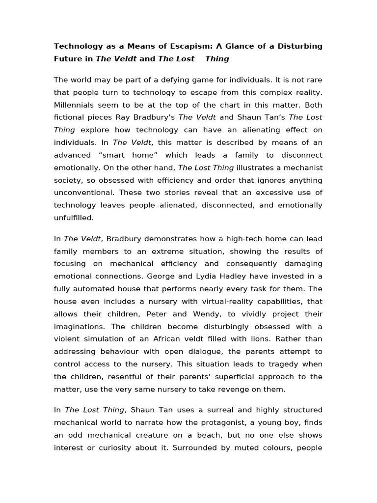 Technology as a Means of Escapism - MAZZIOTTI Julieta | PDF