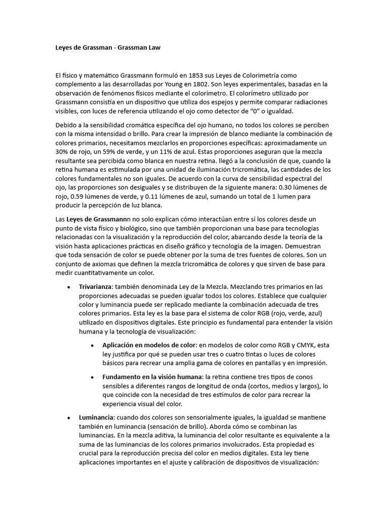 Leyes de Grassman | PDF | Color | Matiz