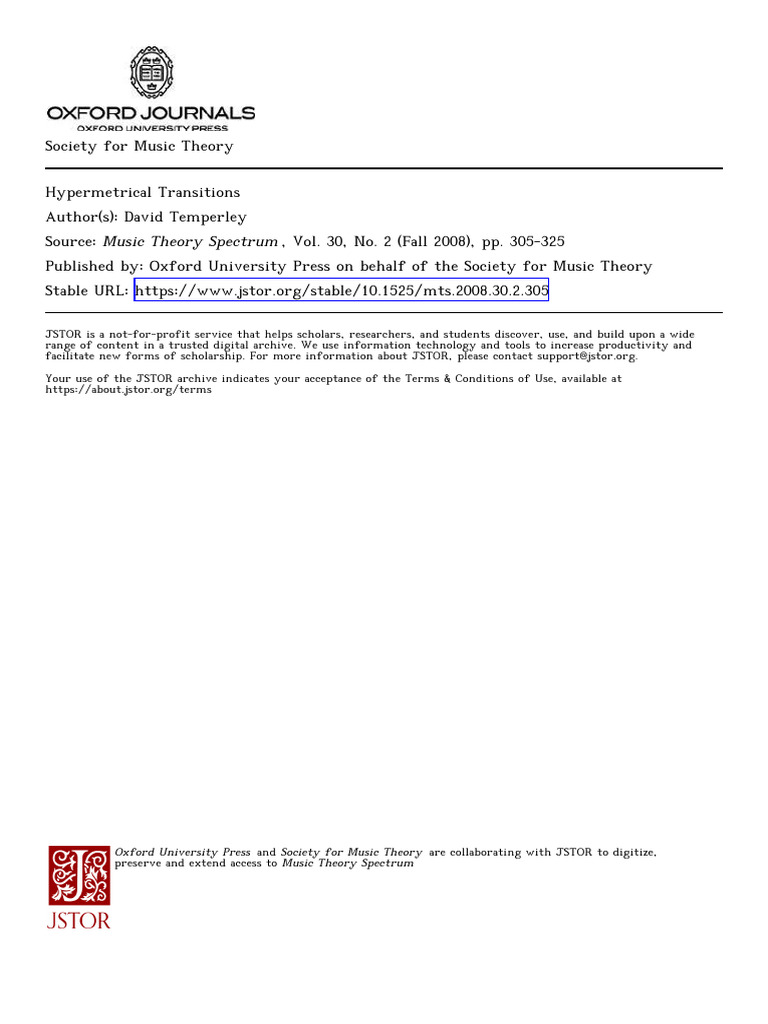 Temperley Hypermeter | PDF | Harmony | Chord (Music)