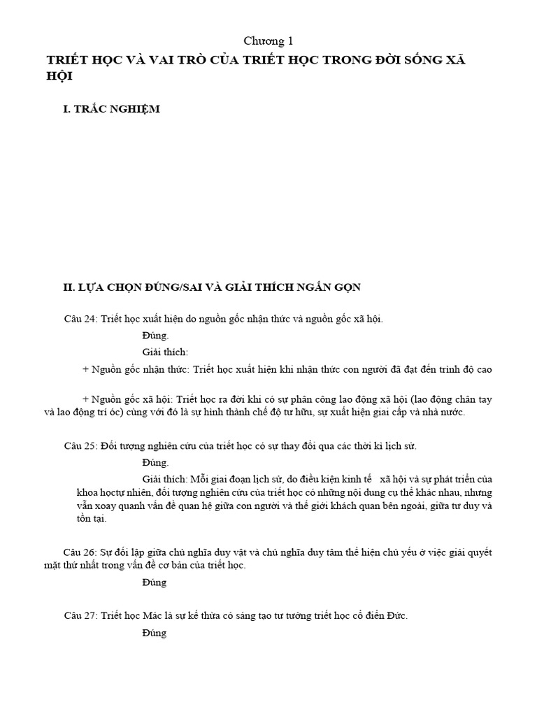 Triet Hoc Mac Lenin Bai Tap Chuong 1 2 3 Hoc Vien Ngan Hang 71055 | PDF