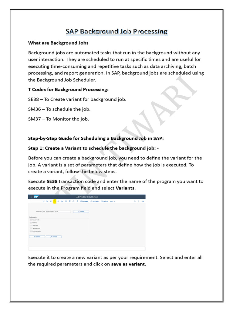 Automation of Sap Jobs | PDF | Software Engineering | System Software