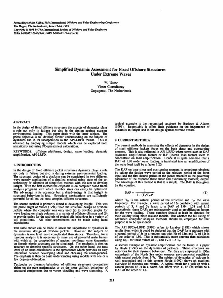 ISOPE-I-95-034 | PDF | Bending | Beam (Structure)