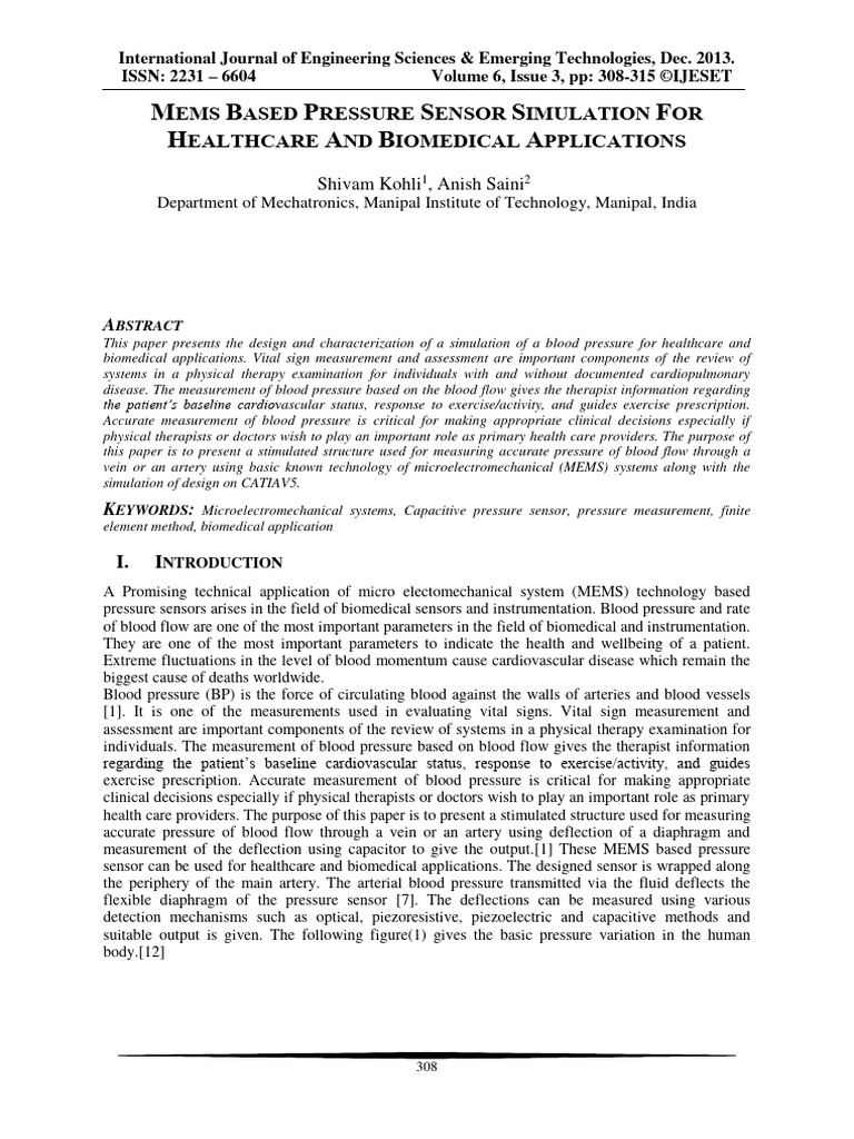 Mems_Based_Pressure_Sensor_Simulation_fo | PDF | Capacitor | Fluid Dynamics