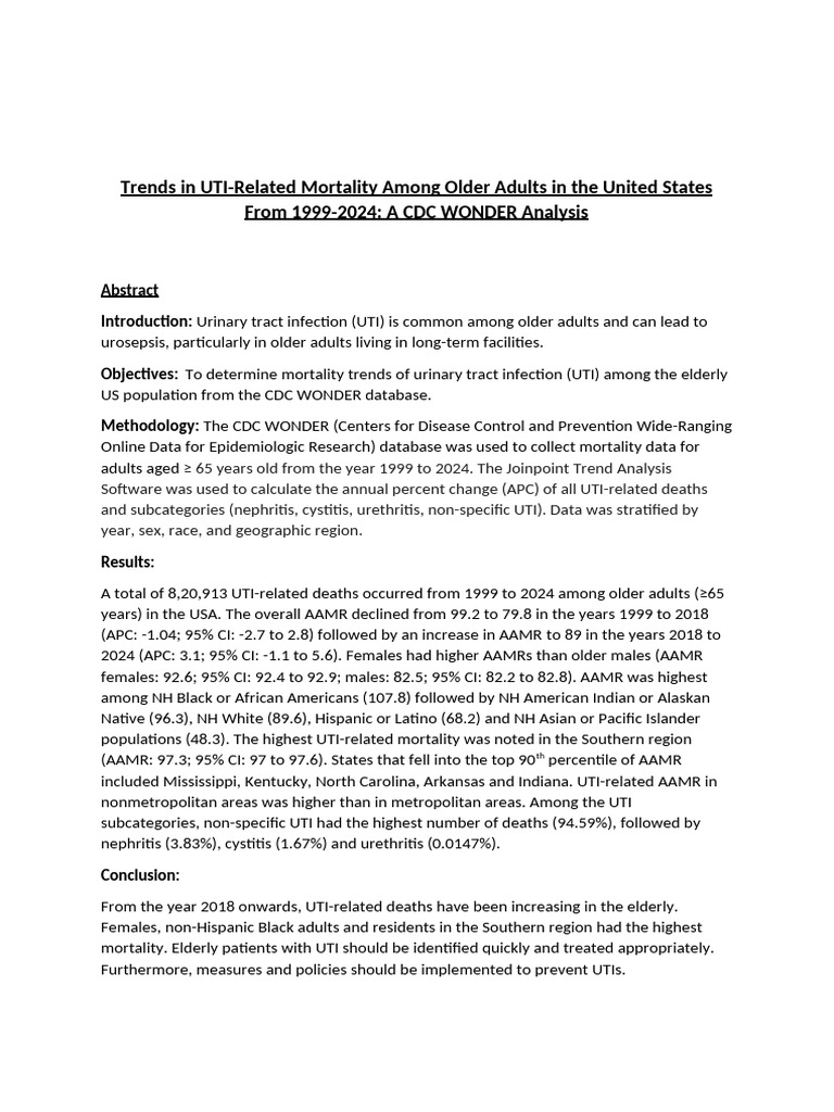 UTI Article 4th Draft-2024 | PDF | Urinary Tract Infection | Health Sciences