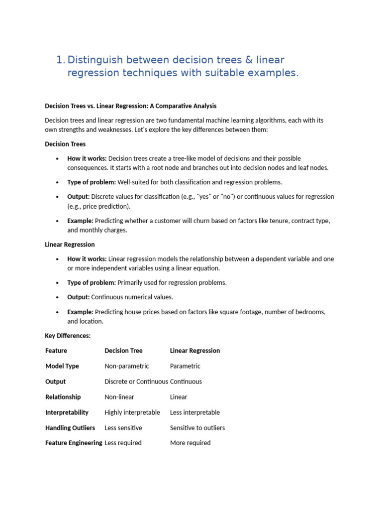 Distinguish between decision trees | PDF | Regression Analysis | Linear ...