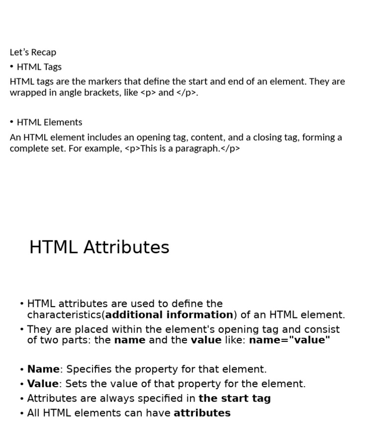 Understanding HTML Tags and Attributes | PDF