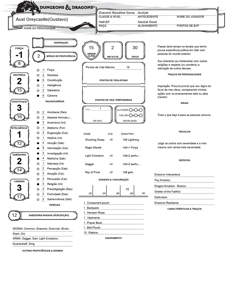 Aust Greycastle(GustavoNOVO) _ Roll20 Characters | PDF | Dragão | Tempo