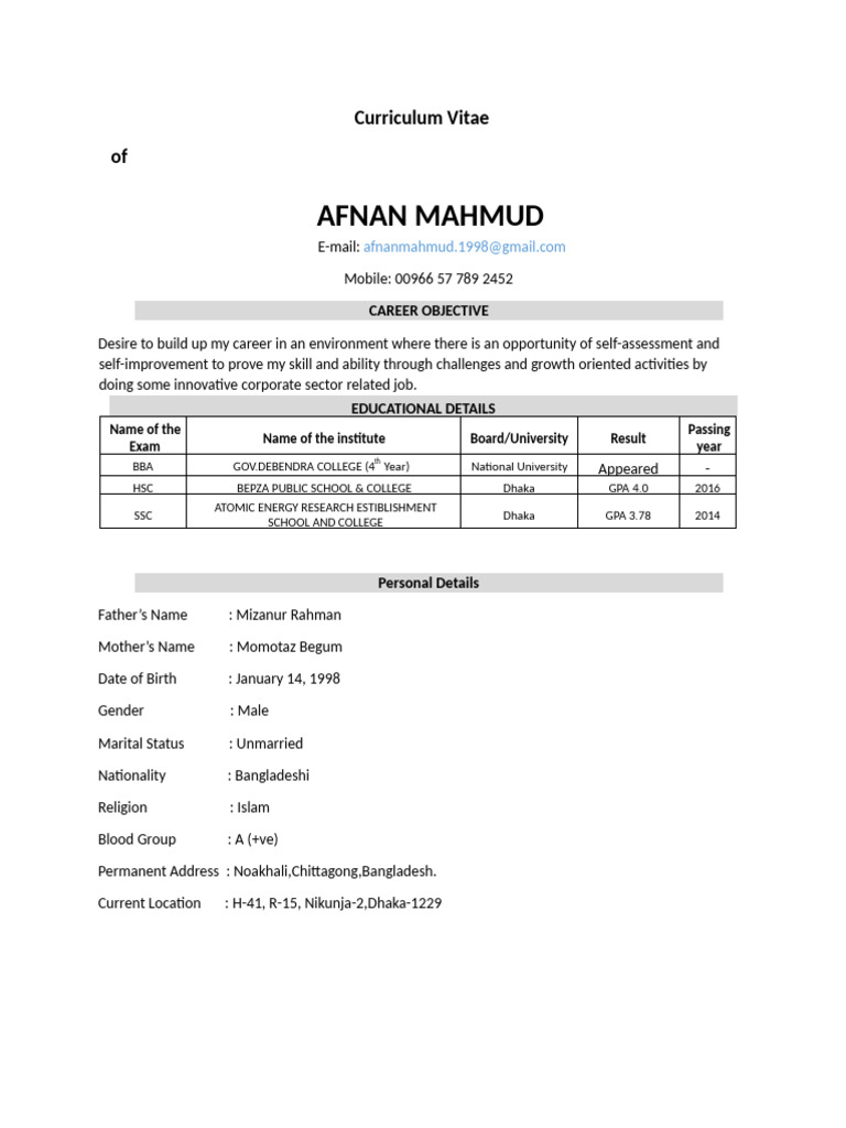 AFNAN CV Copy Abrod | PDF