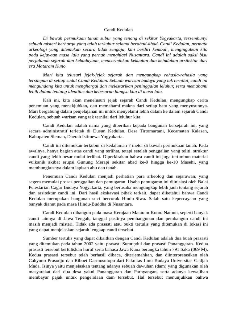 Sejarah dan Arsitektur Candi Kedulan | PDF