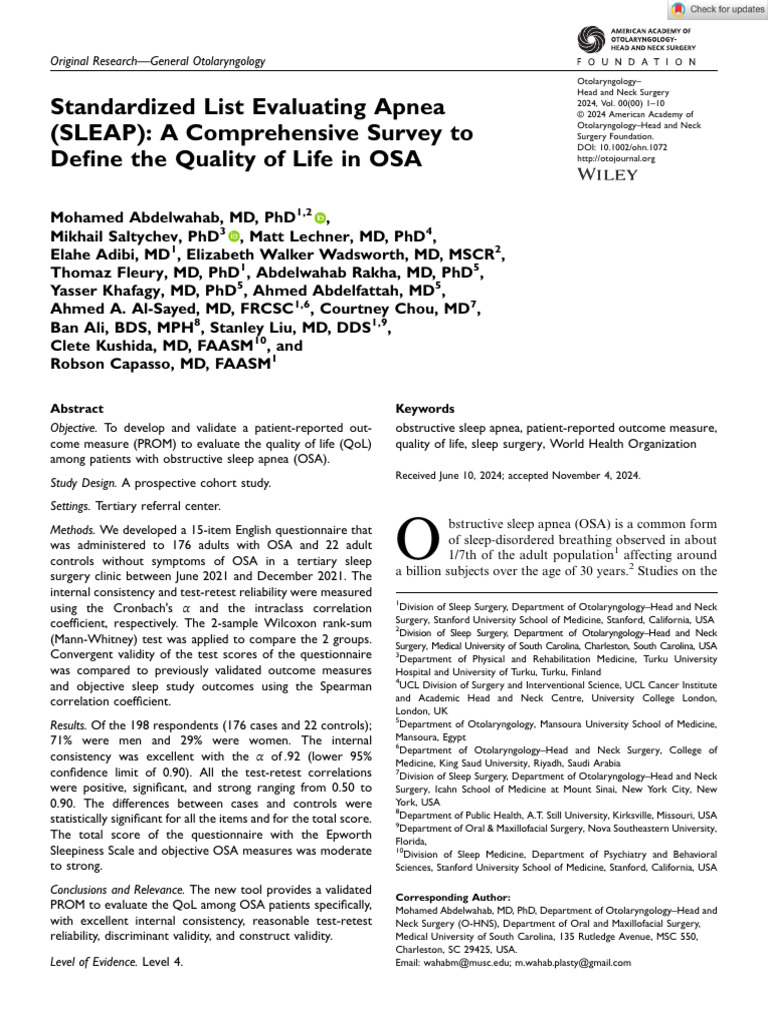 Otolaryngol - Head Neck Surg - 2024 - Abdelwahab - Standardized List ...