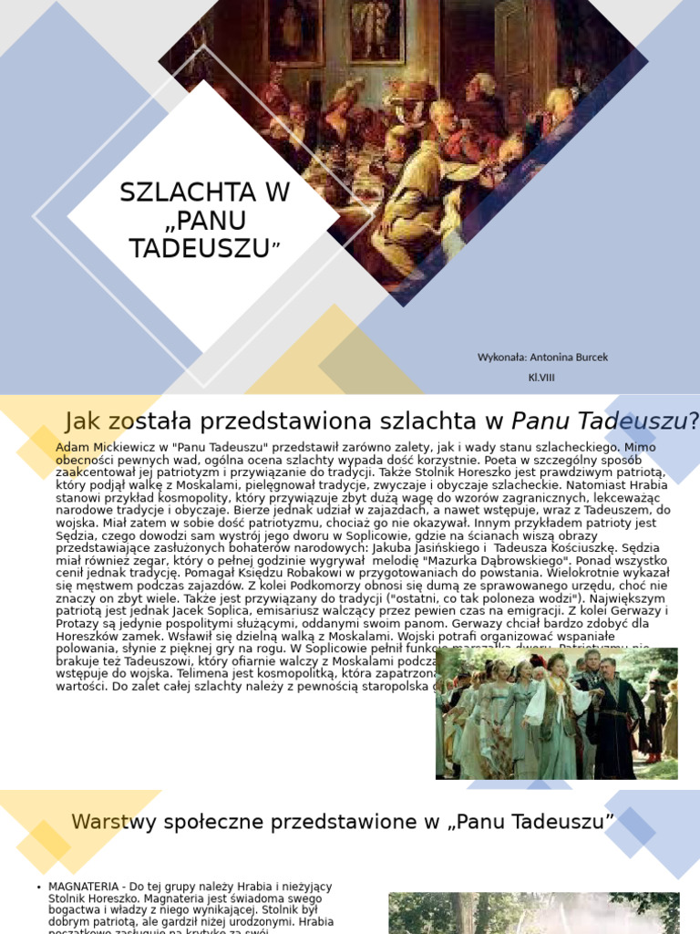 Szlachta W Panu Tadeuszu Ostateczna Wersja | PDF
