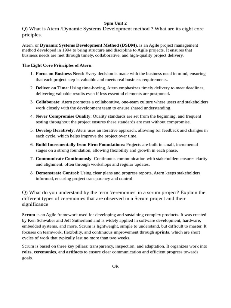 Unit-2 | PDF | Scrum (Software Development) | Software Development Process