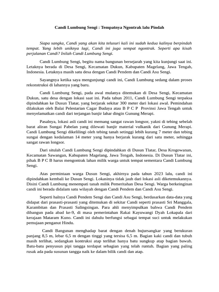 Candi Lumbung Sengi | PDF