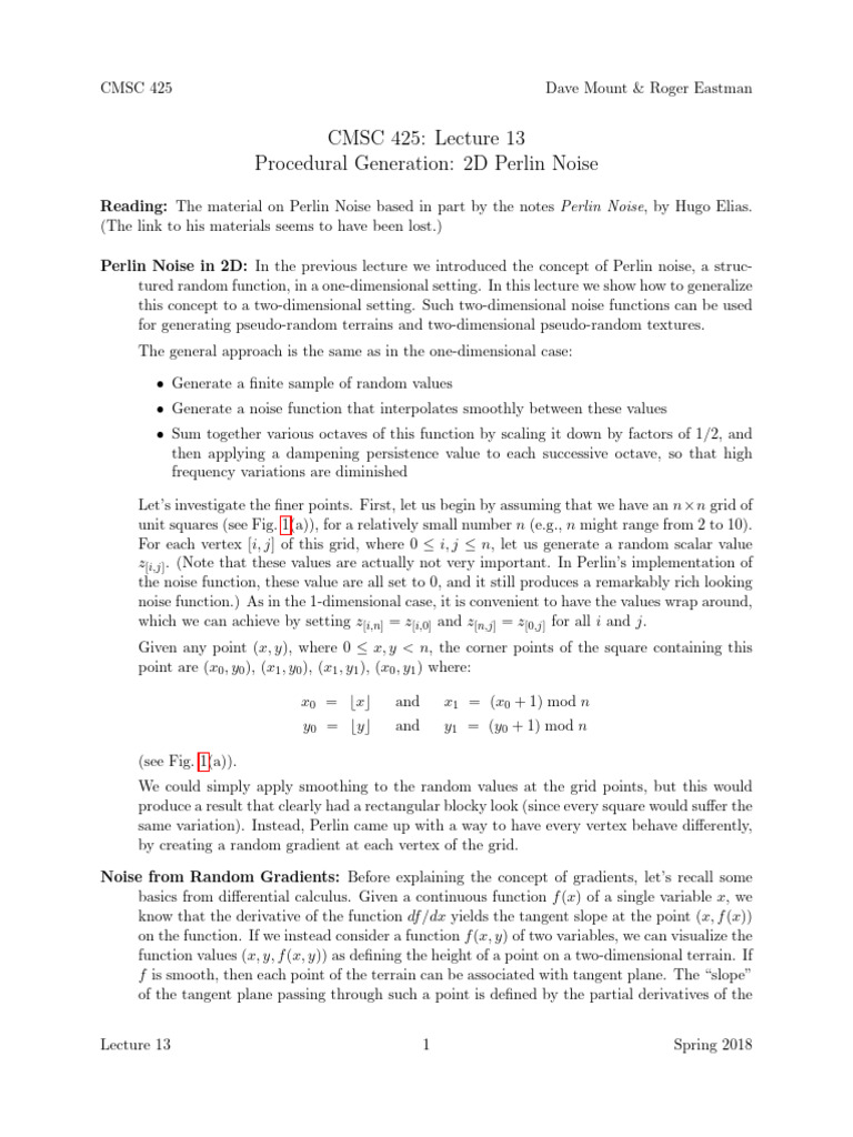 PERLIN_UniversityOfMaryland_GameProrgmming_Lecture_on_2D_perlin_Noise | PDF | Applied ...
