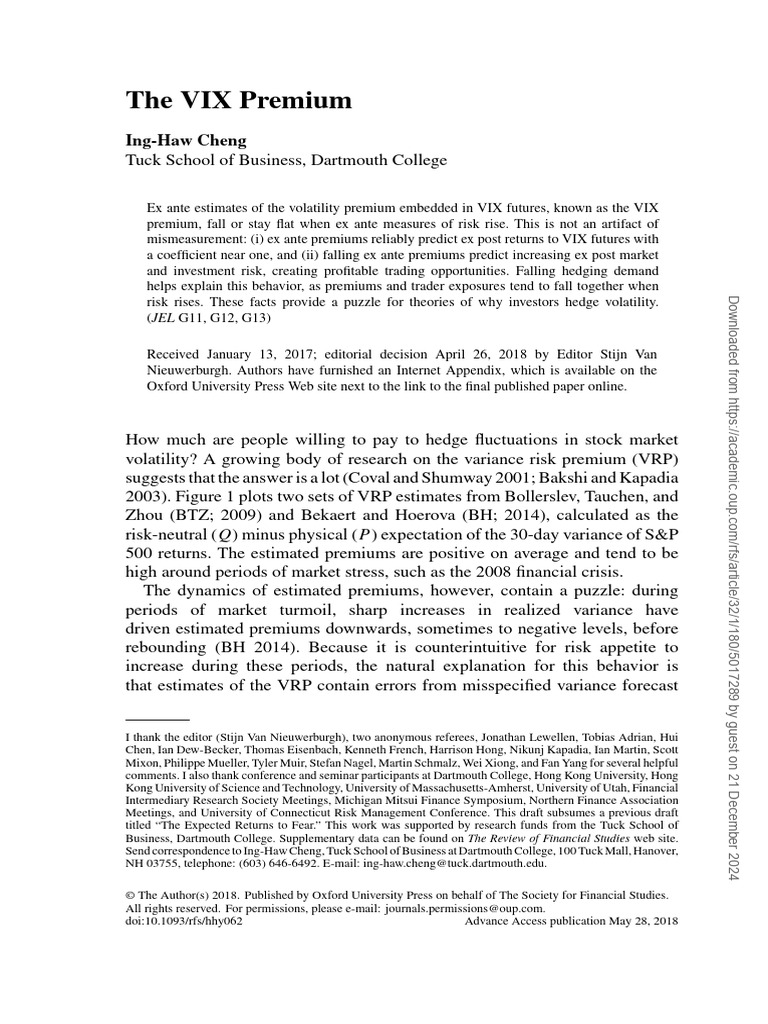 The VIX Premium - Good One | PDF | Vix | Futures Contract