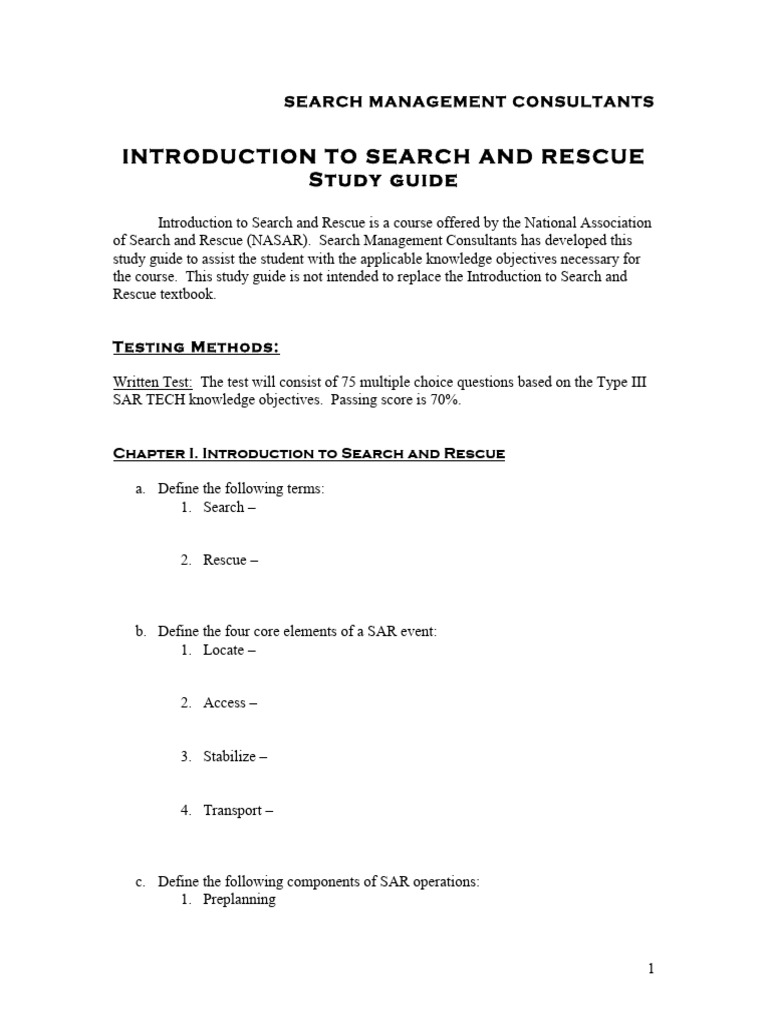 SAR TECH III Study Guide | PDF | Search And Rescue | Compass