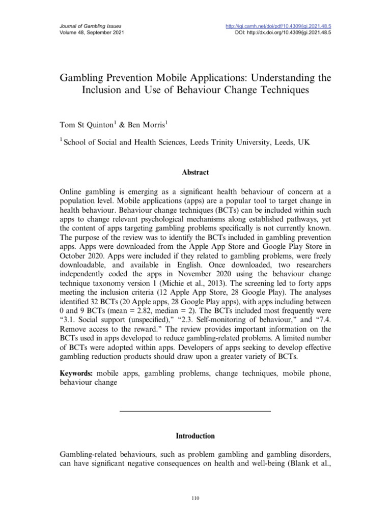 Gambling Prevention Mobile Applications - Understanding The Inclusion ...