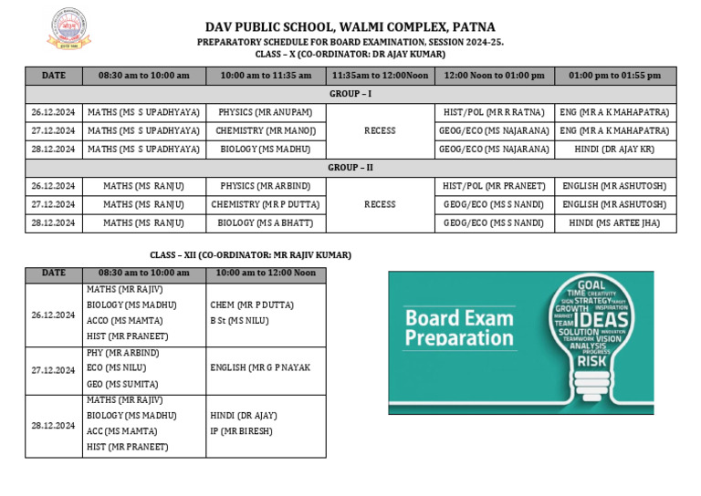 Board Preparation Schedule 241225 114032 | PDF