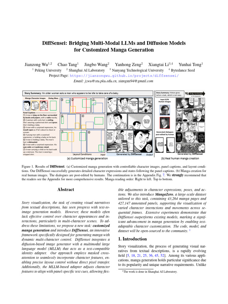Diffsensei: Bridging Multi-Modal Llms and Diffusion Models For Customized Manga Generation | PDF ...