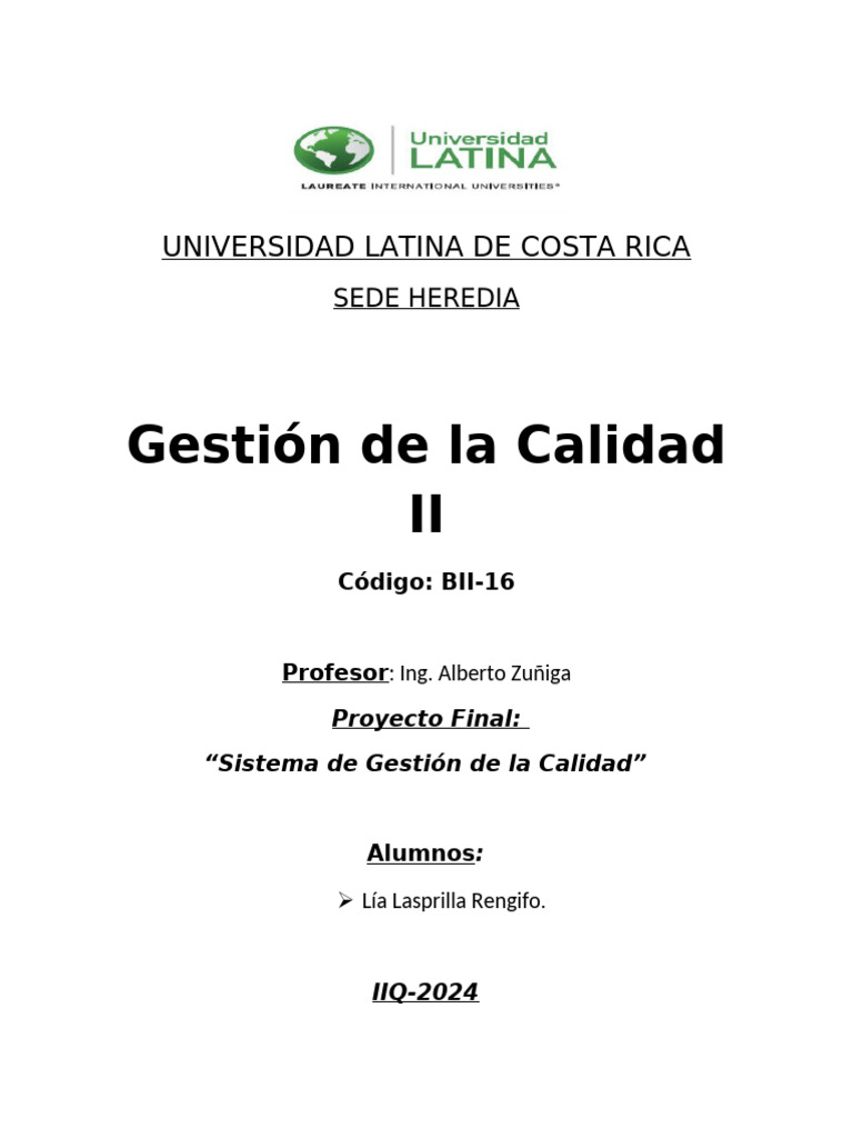 Proyecto Final Grupo 3 v.1 | PDF | Calidad (comercial) | Gestión de la calidad