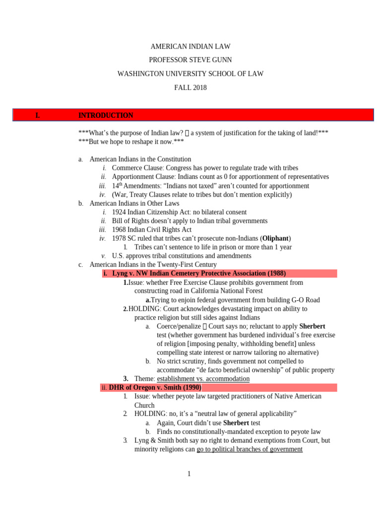 FIL F18 American Indian Law Native Nations | PDF | Tribal Sovereignty ...