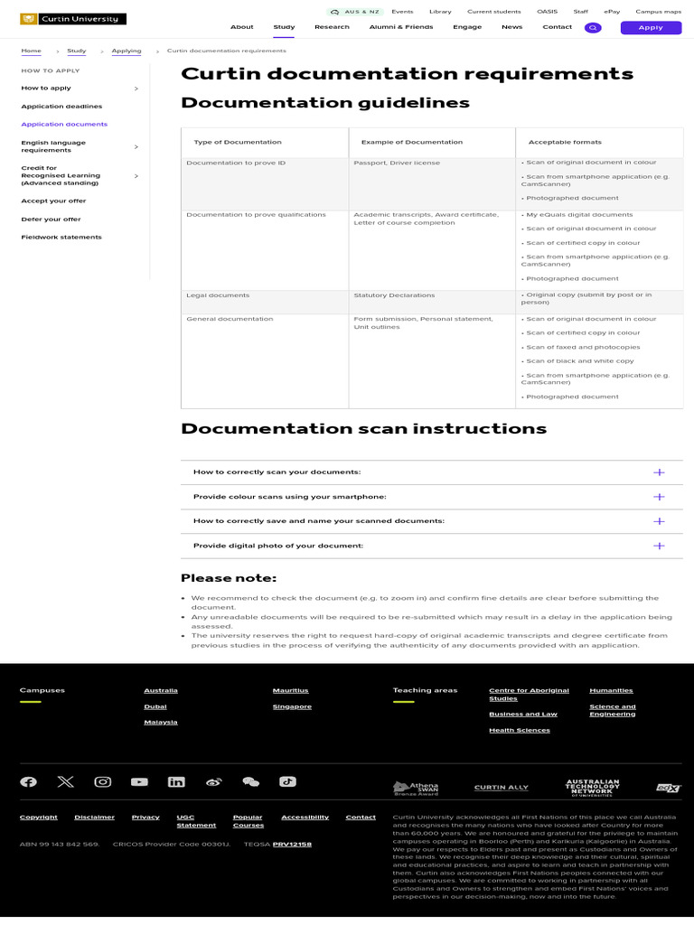 Document Certification Requirements - Curtin University | PDF