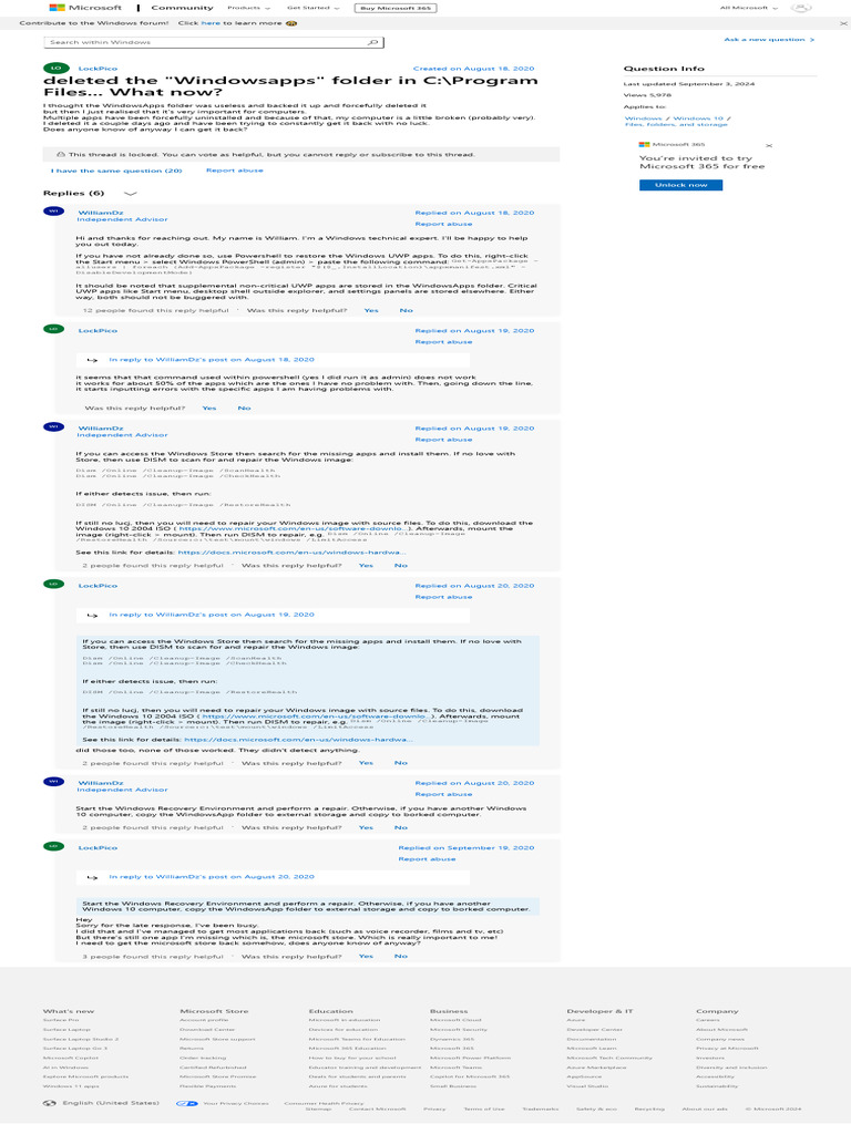 Deleted The - Windowsapps - Folder in C - Program Files... What Now - Microsoft Community | PDF ...