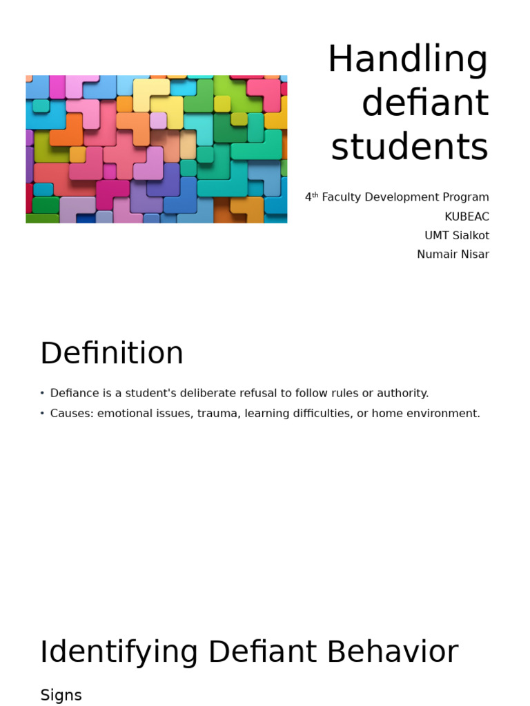 Handling Defiant Students | PDF | Empathy | Behavioural Sciences