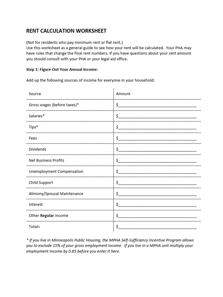Rent Calculation Worksheet 2019 | PDF | Tax Deduction | Income