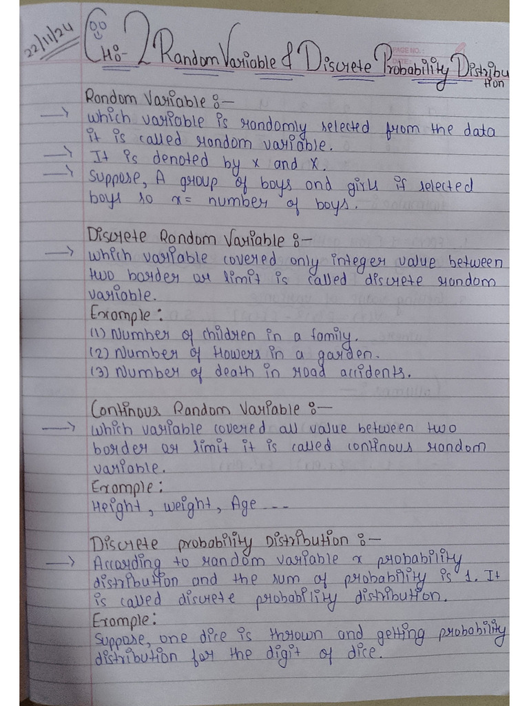 CH 2 Random Variable and Discrete Probability Distribution | PDF