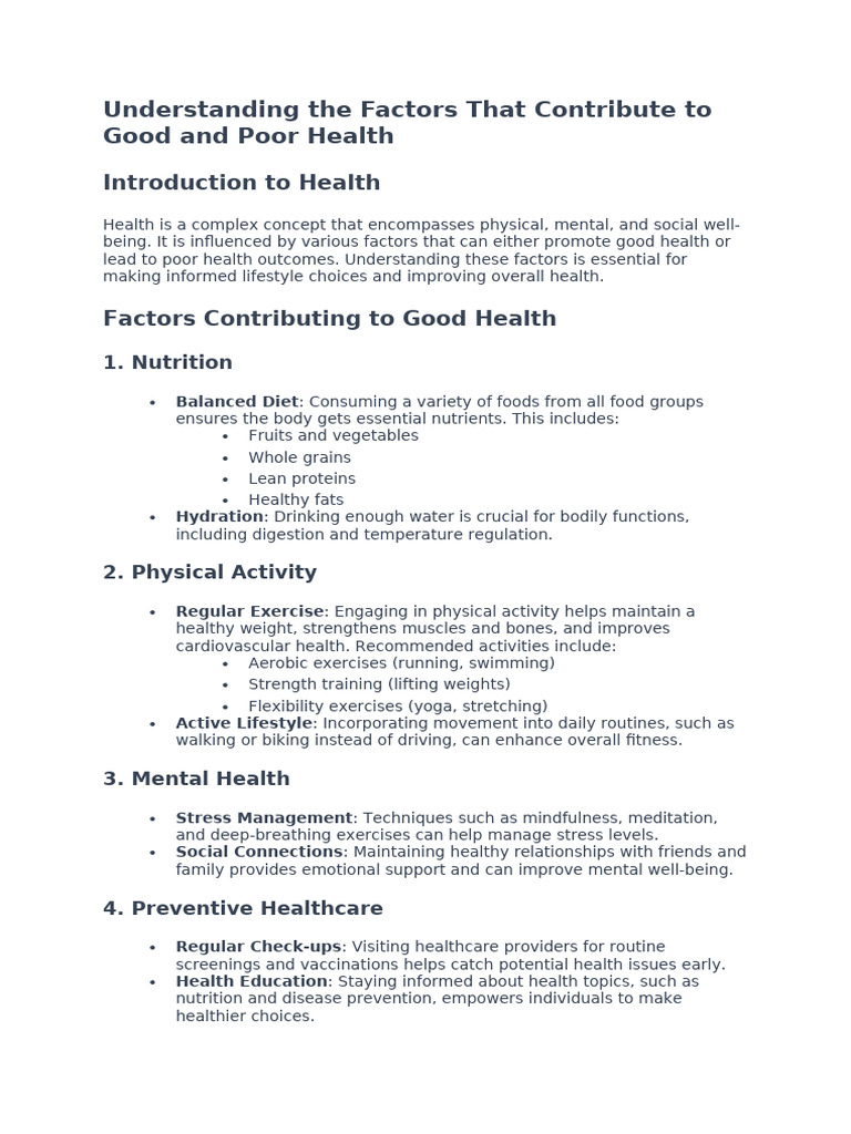 Key Factors in Health and Well-Being | PDF | Strength Training ...
