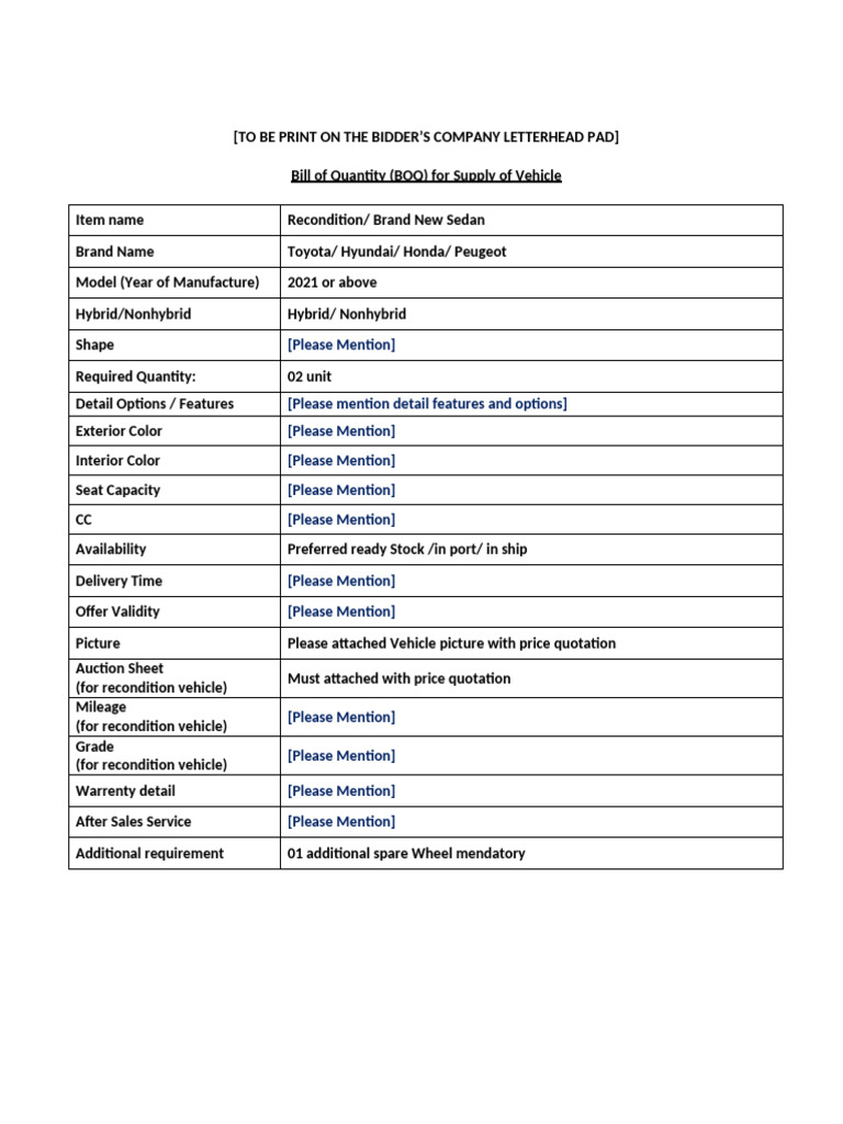 Annexure - 2 - BOQ Pricing Format | PDF | Value Added Tax | Taxes