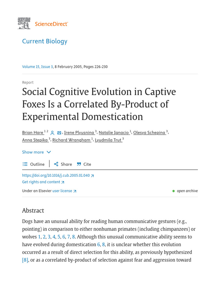 Social Cognitive Evolution Reading 2 | PDF | Dogs | Aggression