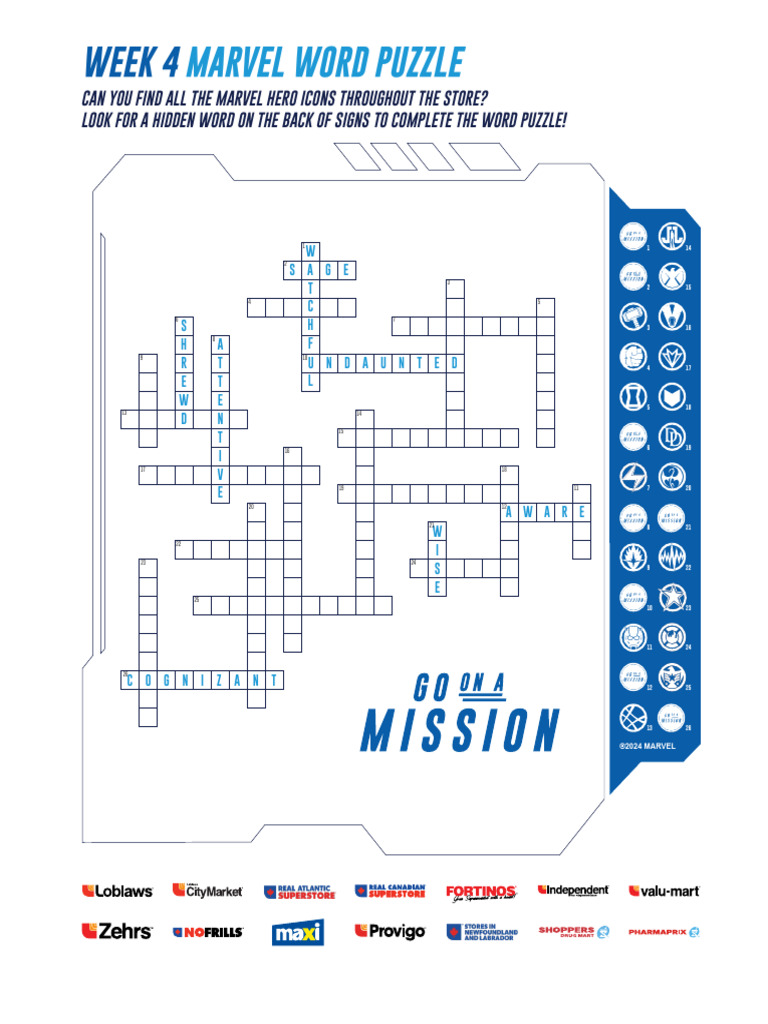 Marvel Crosswords - W4 - EN | PDF | Puzzles | Word Puzzles