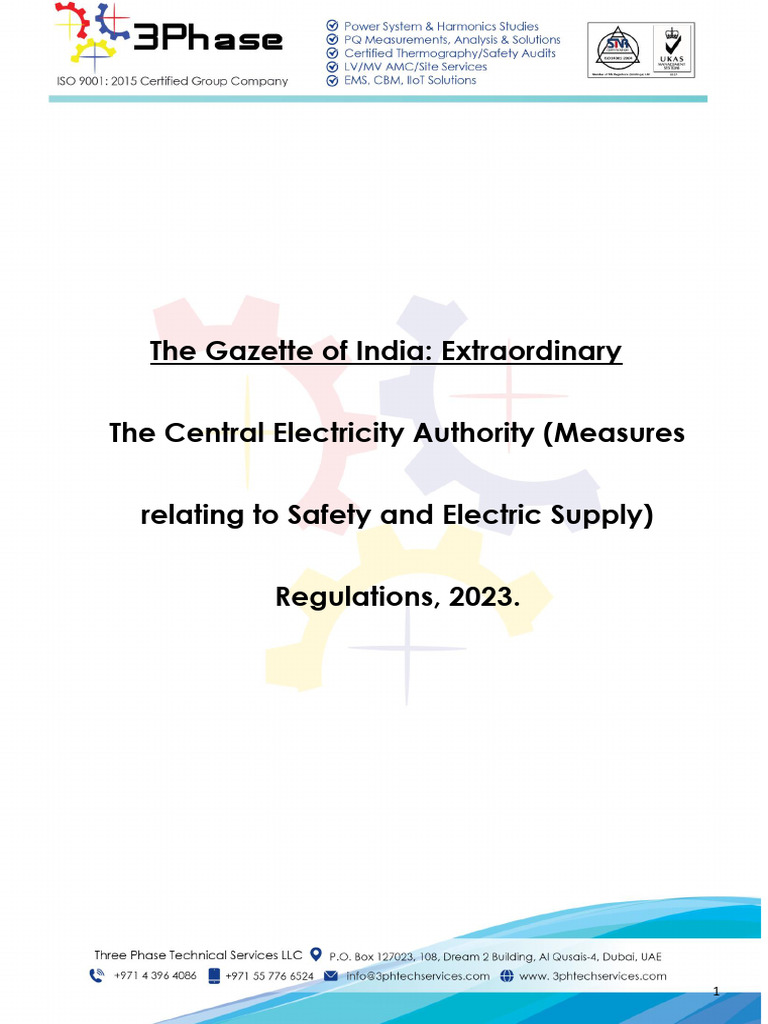 CEA Electrical Safety Regulations 2023 | PDF | Electrical Wiring | Electrical Engineering