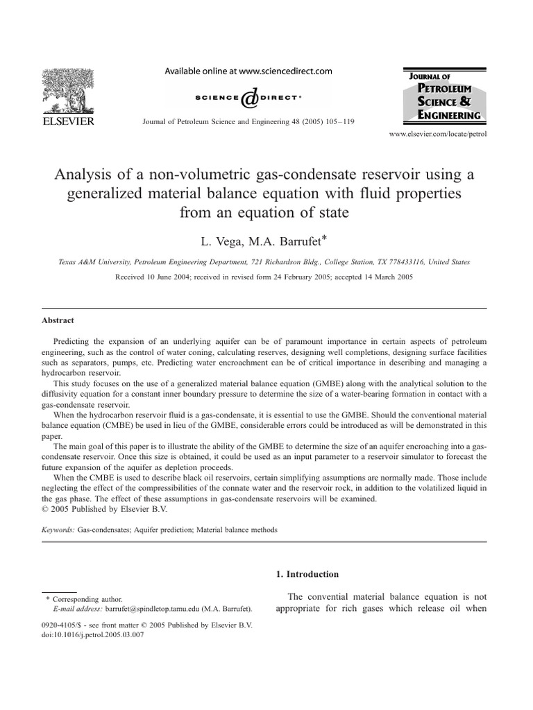 Analysis of A Non Volumetric Gas Condensate Reservoir Using A ...