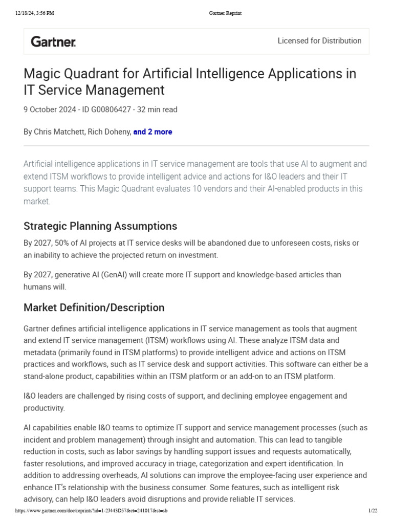 Gartner Reprint | PDF | Artificial Intelligence | Intelligence (AI) & Semantics