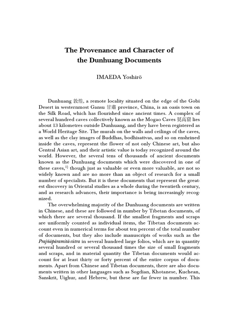 Dunhuang Documents: Origins and Significance | PDF