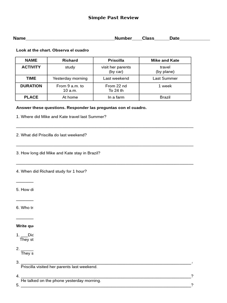 Past Simpleregular Verbs Tarea 19 11 | PDF