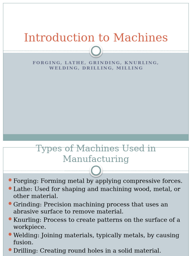 Overview of Manufacturing Machines | PDF | Grinding (Abrasive Cutting ...