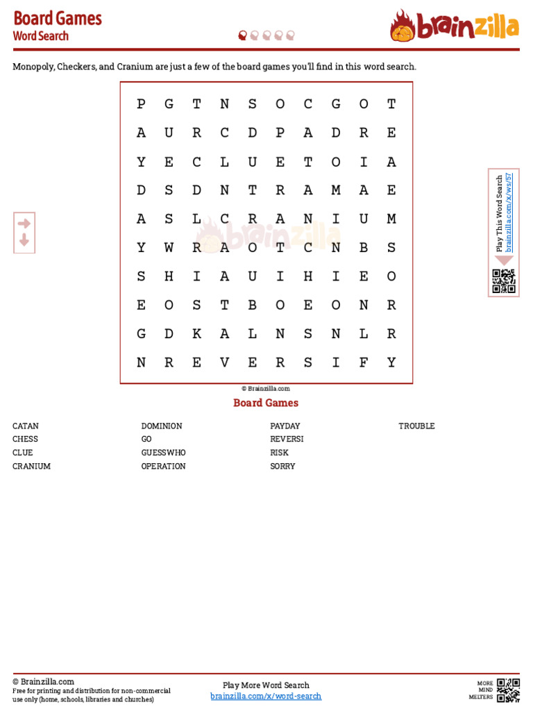 Board Games Word Search | PDF | Games Of Mental Skill | Gaming