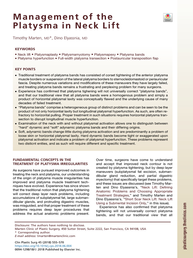 Marten-Platysma Management CPS2018 - Red | PDF | Neck | Human Anatomy