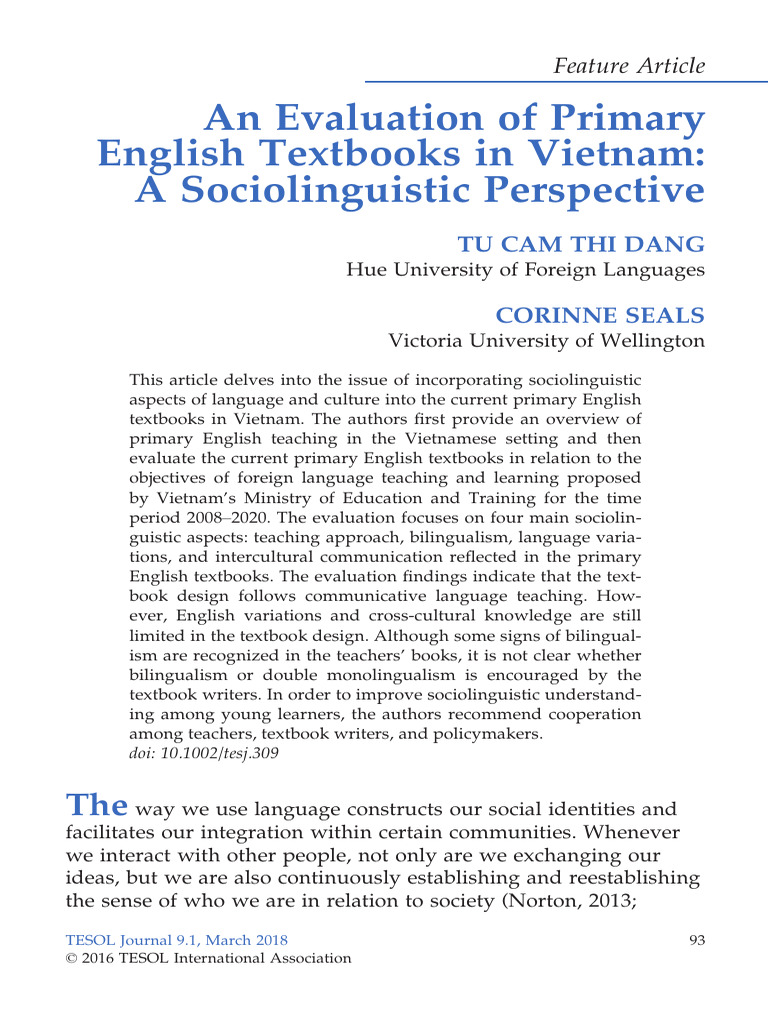 Evaluating Vietnam's Primary English Textbooks | PDF | English As A Second Or Foreign Language ...