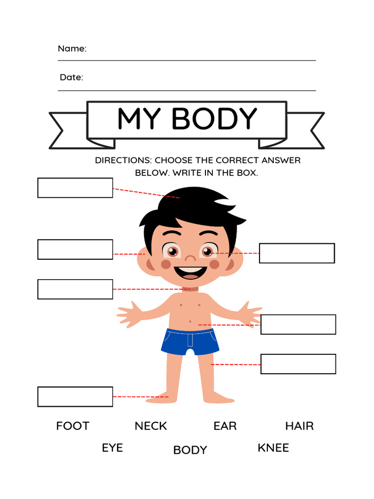 Boy Body Parts Worksheet Labelling PDF | PDF