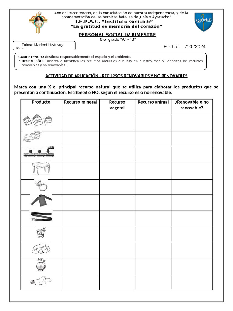 Actividades sobre Recursos Naturales | PDF | Energía renovable ...