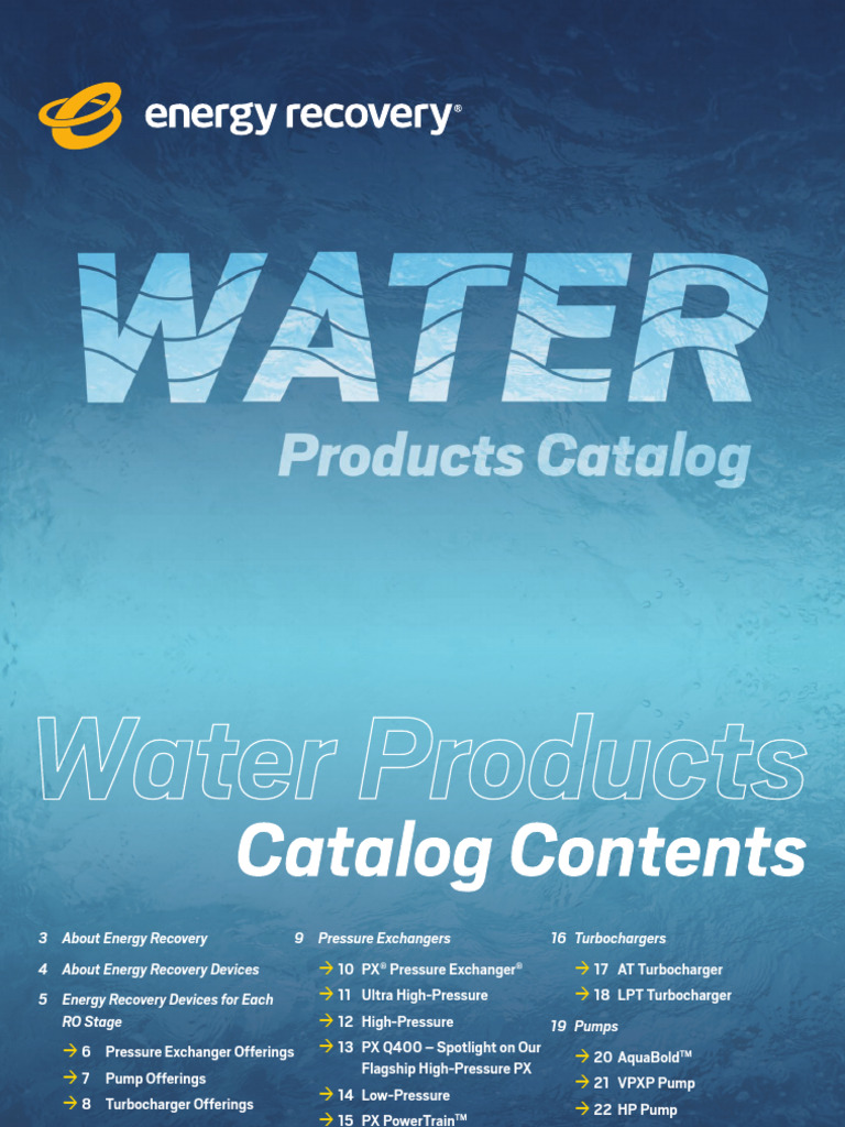 Energy Recovery 2024 Water Products Catalog | PDF | Desalination | Pump