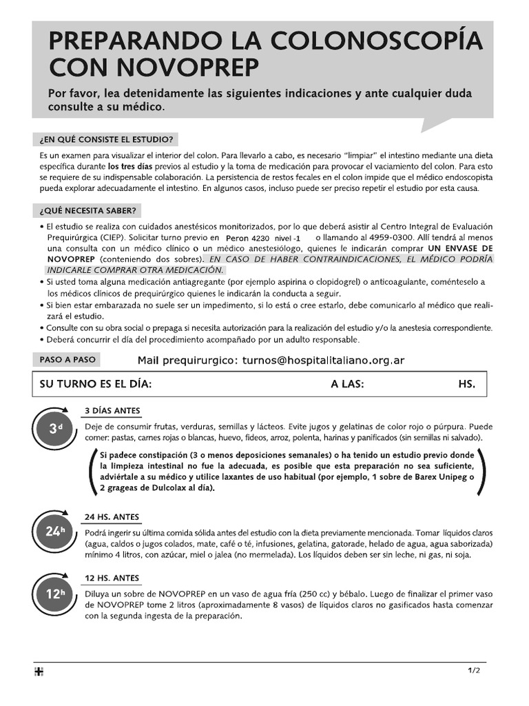 VCC Con Prequirurgico Novoprep | PDF | Endoscopia | Consentimiento ...