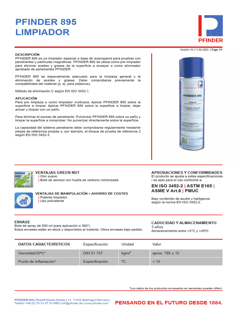 Limpiador PFINDER 895 para NDT | PDF