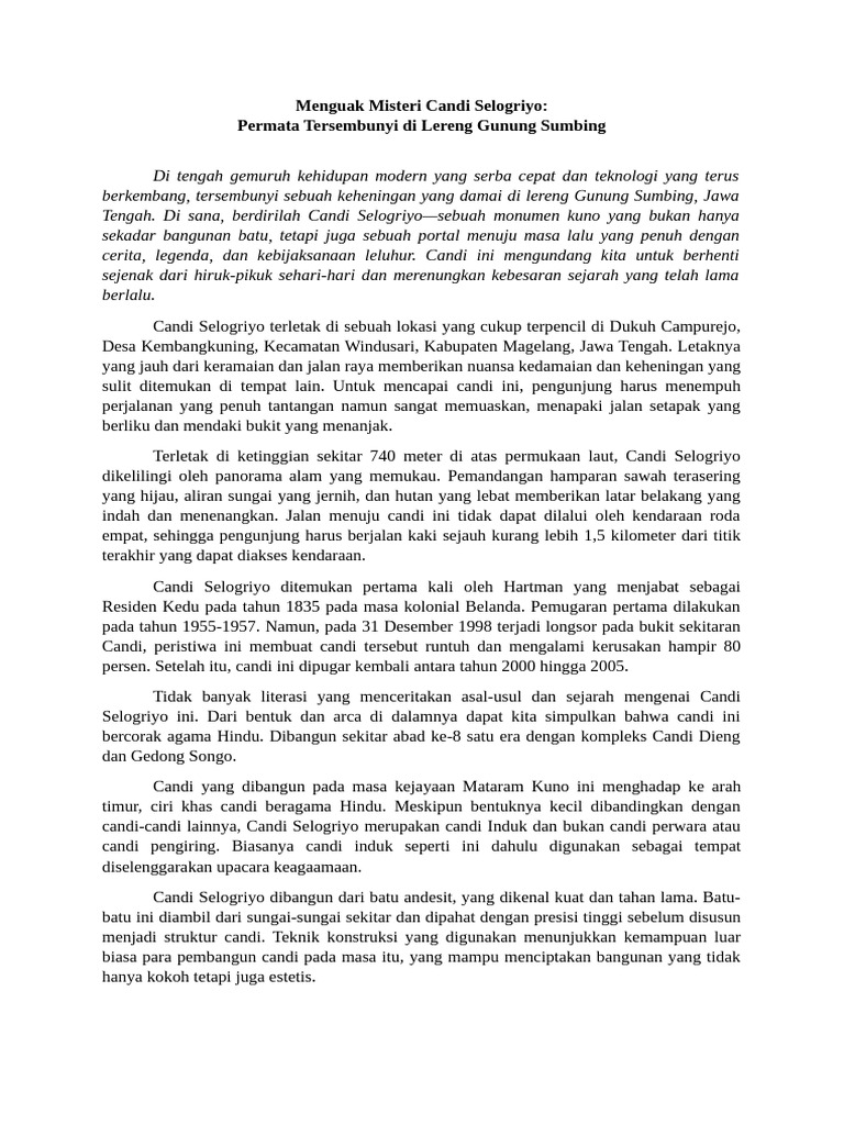 Menguak Misteri Candi Selogriyo | PDF